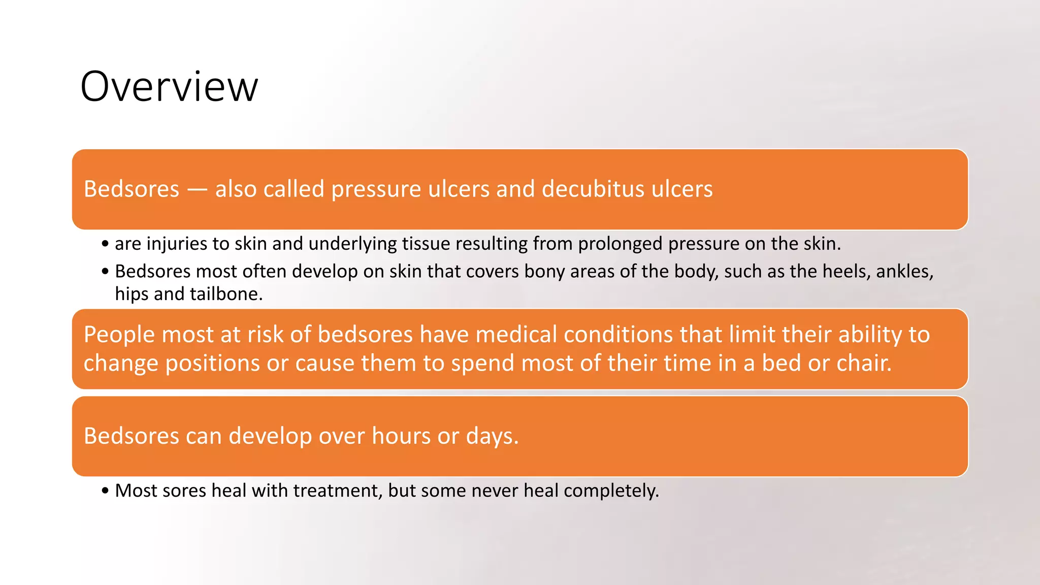Bedsores (pressure ulcers) | PPTX