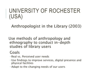 Inspiring Change: Studying Users to Improve Library Services, Dr Susan ...