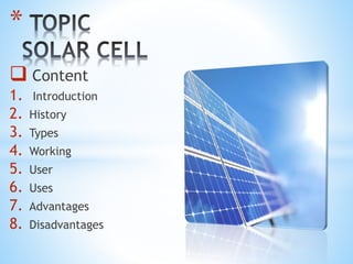 Solar Cell Presentation By "RAYHAN AHMED" | PPTX
