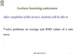 RMS and Average Value of a Sine Wave and Calculation of Form fator | PPT