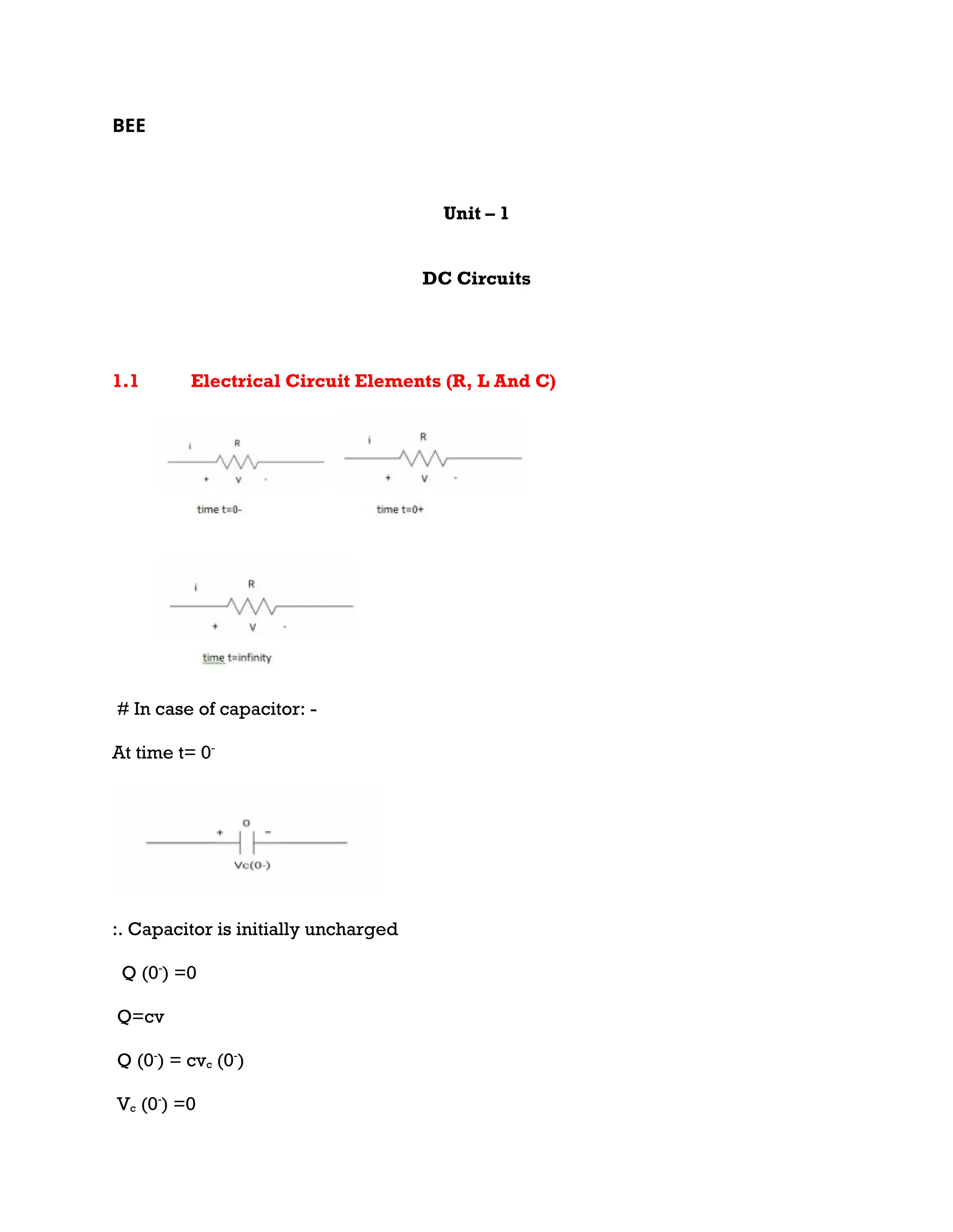 DC CIRCUITS ELECTRICAL CIRCUIT ELEMENTS (R, L AND C), VOLTAGE AND CURRENT SOURCES | DOCX