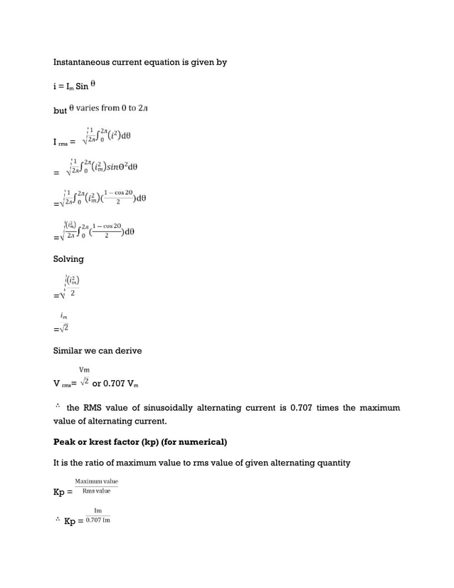 MODULE 2: AC CIRCUITS REPRESENTATION OF SINUSOIDAL WAVEFORMS, PEAK, RMS ...
