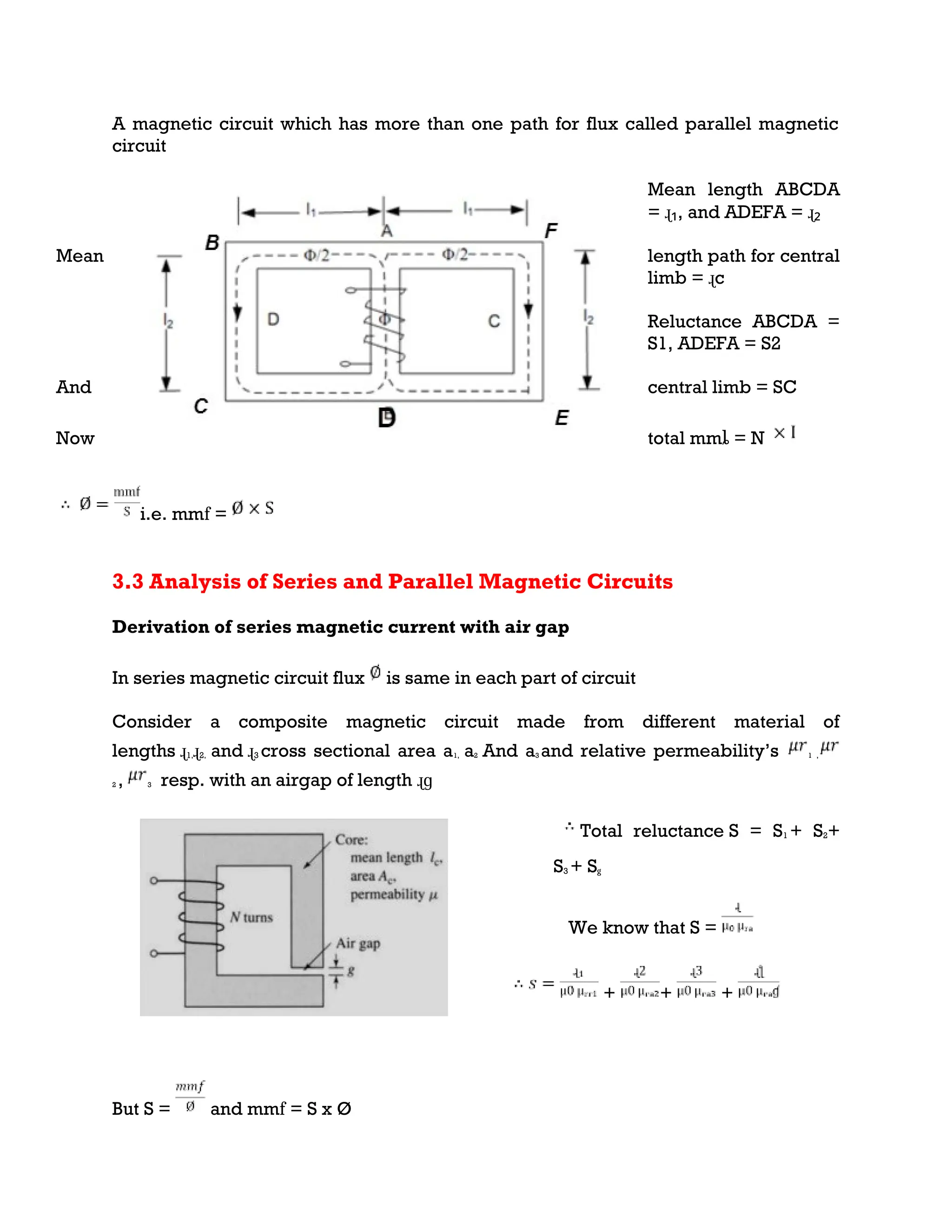 MODULE 3: MAGNETIC CIRCUITS INTRODUCTION, SERIES AND PARALLEL MAGNETIC ...