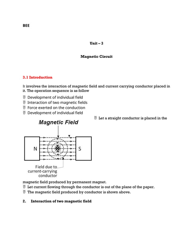 MODULE 3: MAGNETIC CIRCUITS INTRODUCTION, SERIES AND PARALLEL MAGNETIC CIRCUITS, ANALYSIS OF ...