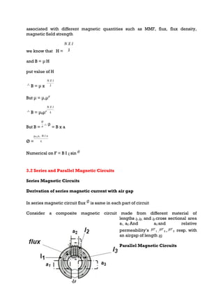 MODULE 3: MAGNETIC CIRCUITS INTRODUCTION, SERIES AND PARALLEL MAGNETIC ...