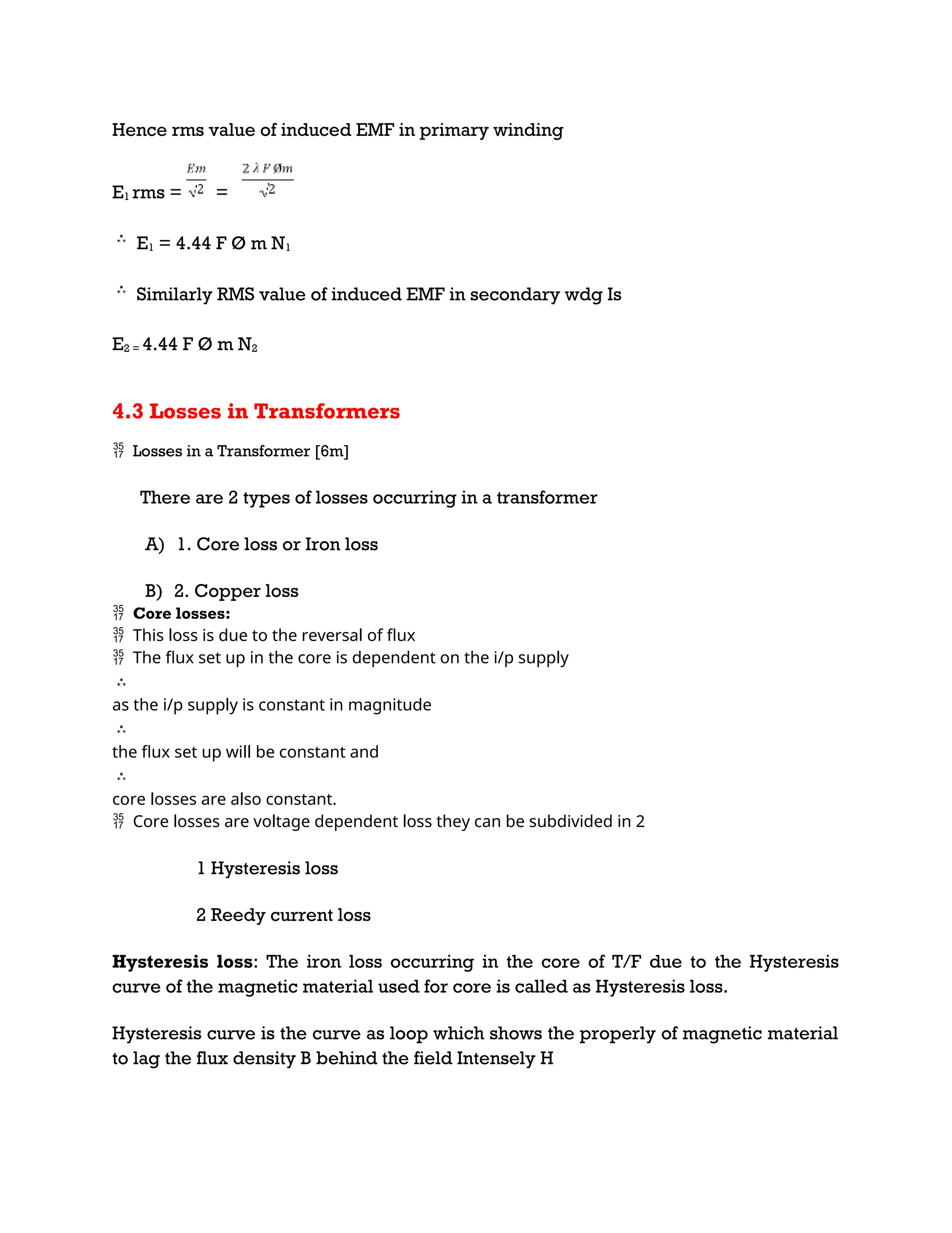 MODULE 4: TRANSFORMERS MAGNETIC MATERIALS, BH CHARACTERISTICS, IDEAL ...