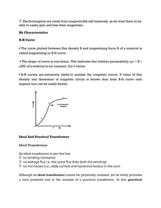 MODULE 4: TRANSFORMERS MAGNETIC MATERIALS, BH CHARACTERISTICS, IDEAL ...