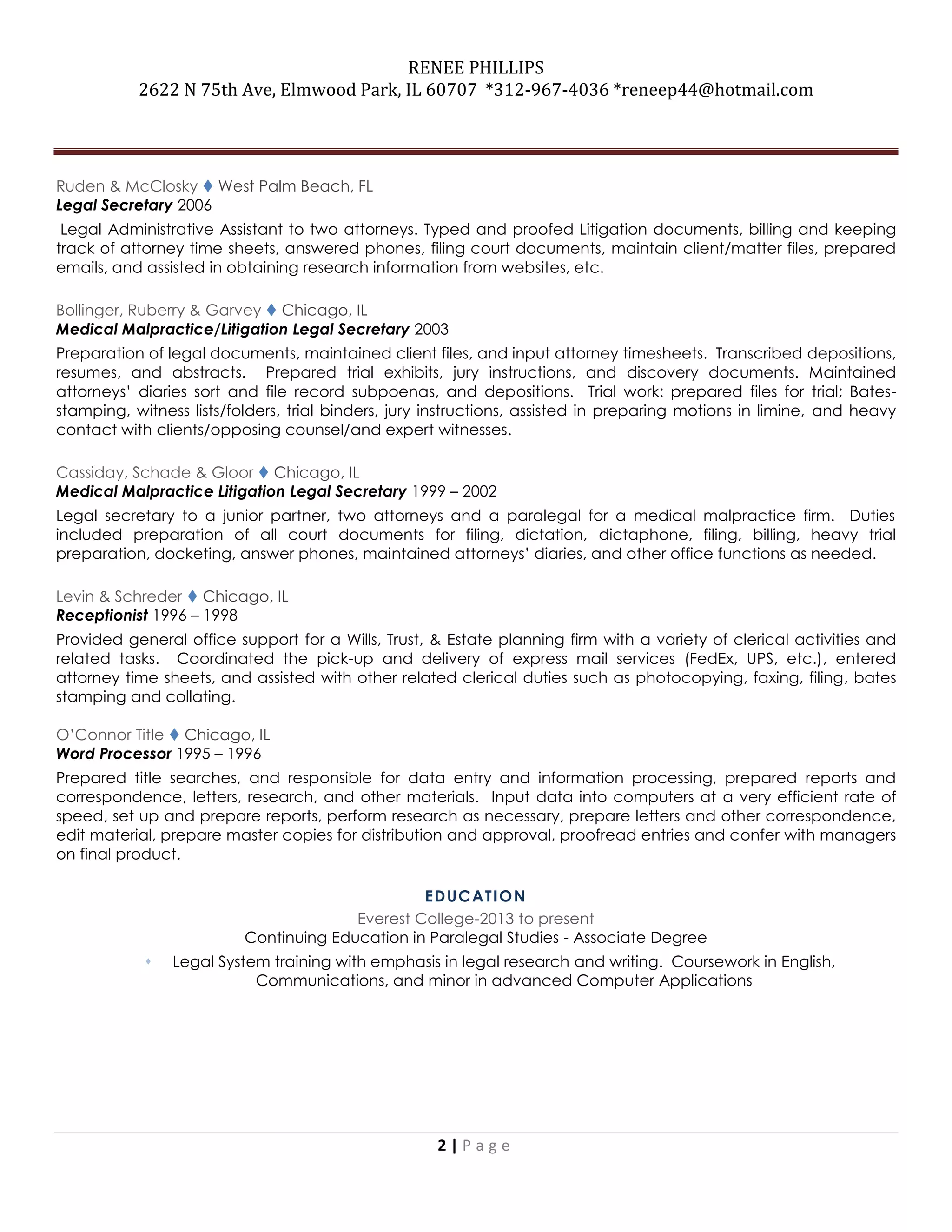 RENEE PHILLIPS RESUME 2014 | PDF
