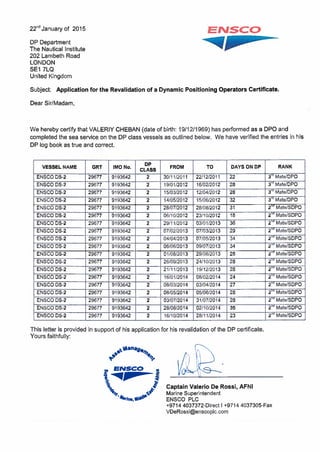 V.Cheban - Sea Time Confirmation Letter_ENSCO DS-2 | PDF