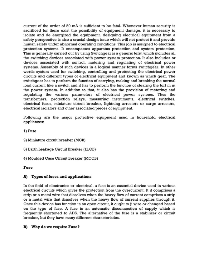 MODULE 6: ELECTRICAL INSTALLATIONS COMPONENTS OF LT SWITCHGEAR: SWITCH FUSE UNIT (SFU), MCB ...
