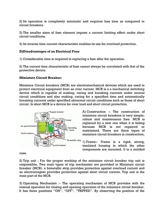 MODULE 6: ELECTRICAL INSTALLATIONS COMPONENTS OF LT SWITCHGEAR: SWITCH FUSE UNIT (SFU), MCB ...