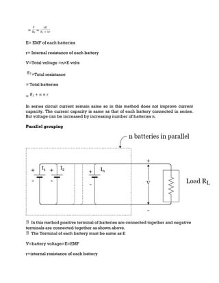 CHARACTERISTICS FOR BATTERIES. ELEMENTARY CALCULATIONS FOR ENERGY ...