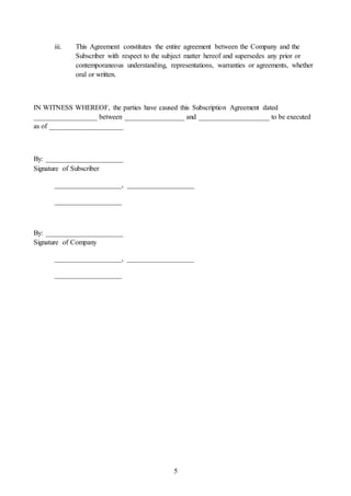 Subscription Agreement | DOCX
