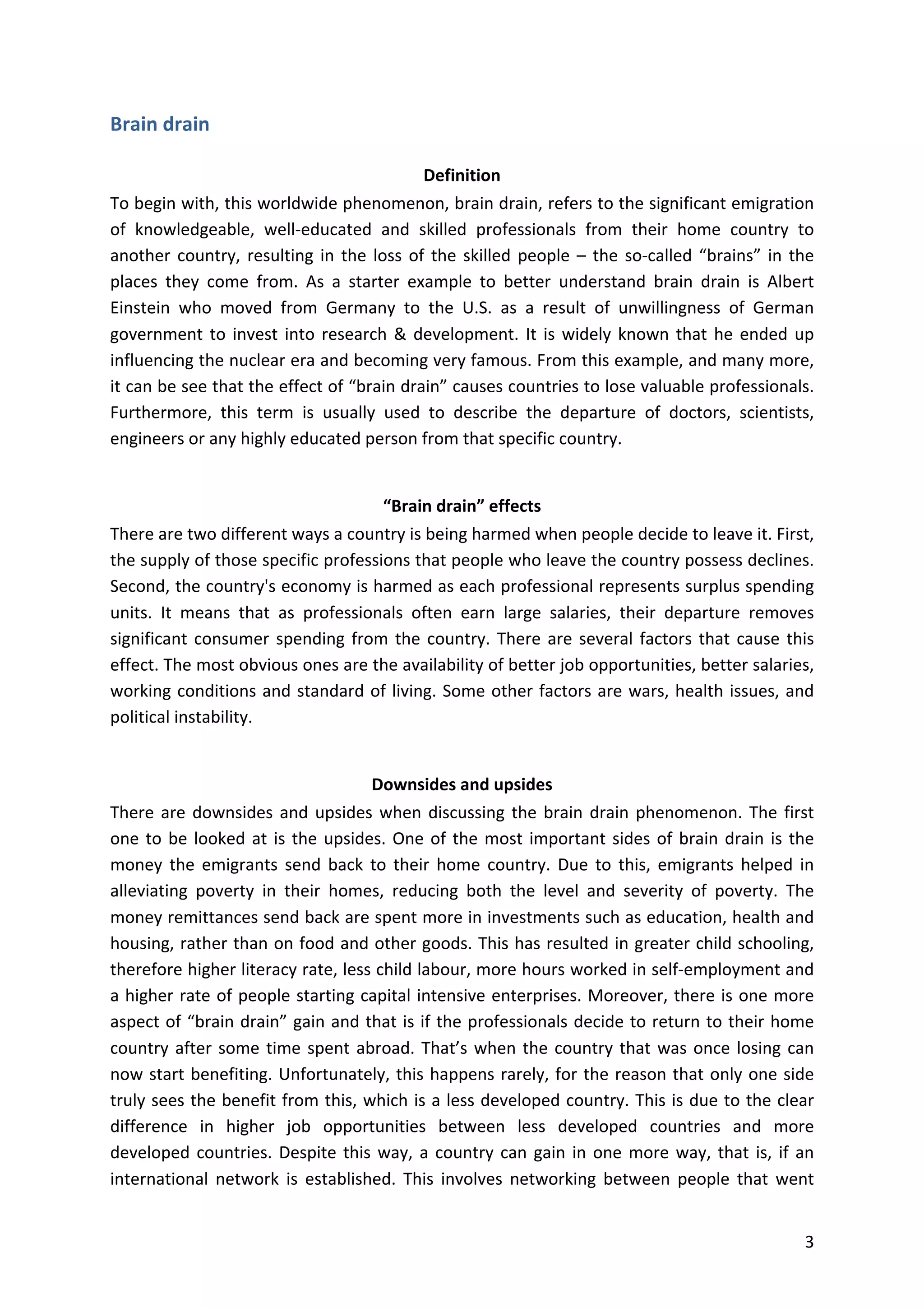 Migration - Brain Drain or Brain Gain | PDF