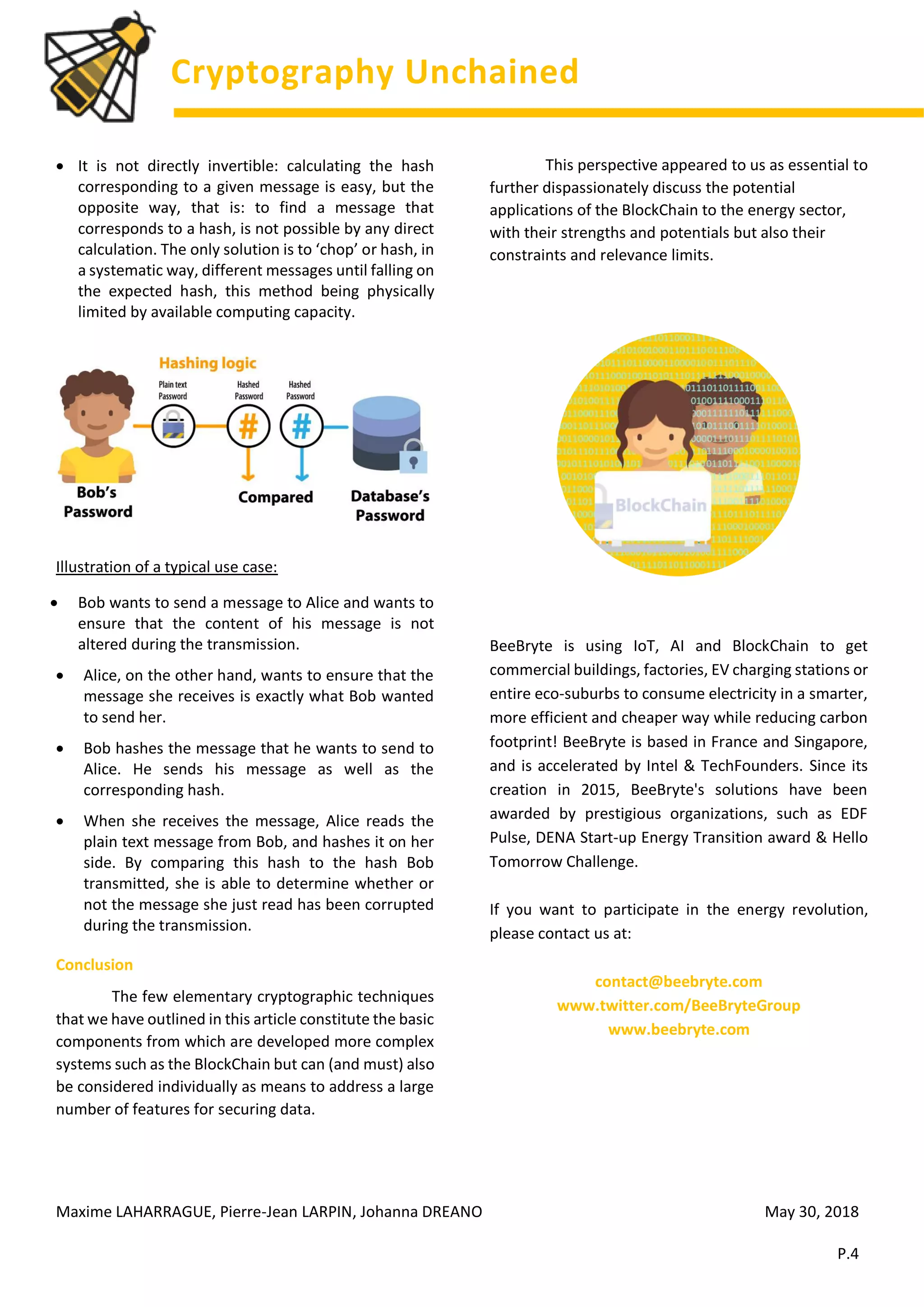 Cryptography Unchained - BeeBryte (White Paper) | PDF