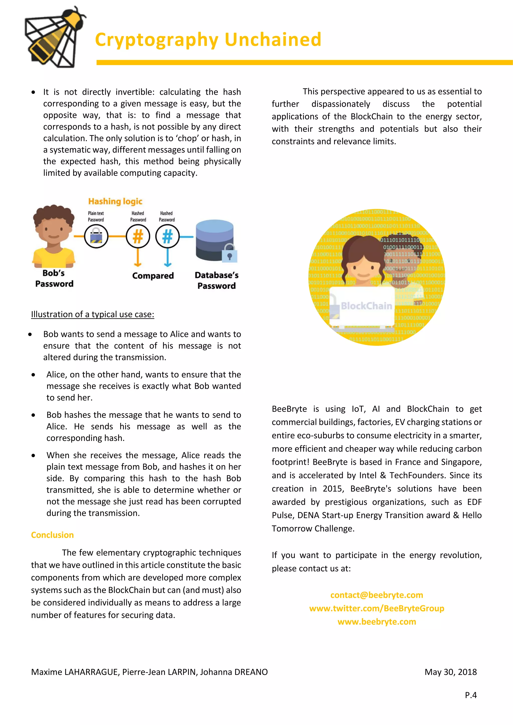 Cryptography Unchained - BeeBryte (White Paper) | PDF