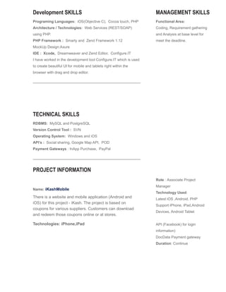 Resume | ODT | Computer Software and Applications | Computing