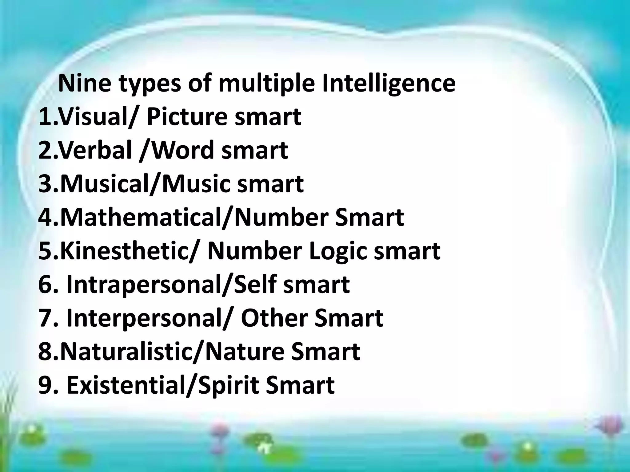 LEARNING/THINKING STYLES IN MULTIPLE INTELLIGENCE | PPTX