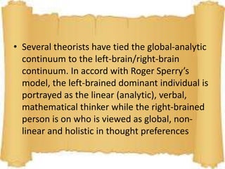 LEARNING/THINKING STYLES IN MULTIPLE INTELLIGENCE | PPTX