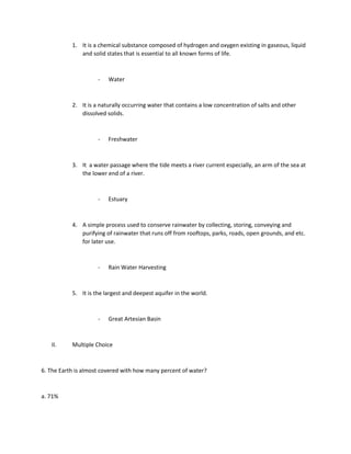 Physics, Earth and Space Science Sample Quiz | DOCX