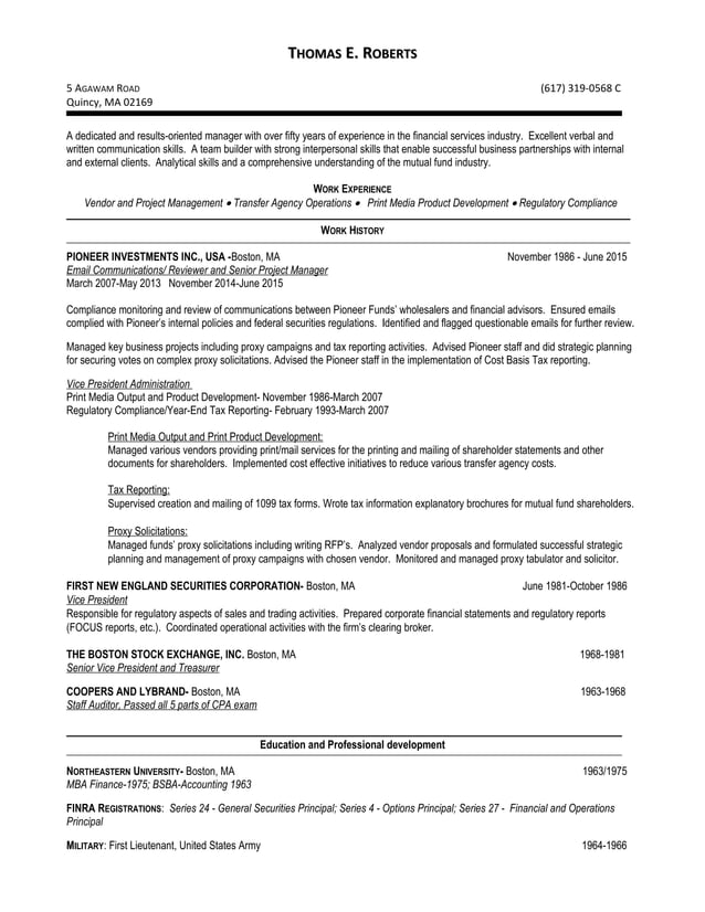 Tom Roberts resume | DOC