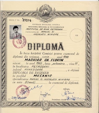 FLORIN MAGHIAR'S ENGINEER DIPLOMA 1 | PDF