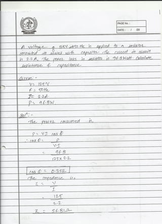 Beee ac circuits problems with solution | PDF