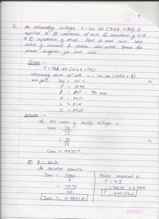 Beee ac circuits problems with solution | PDF