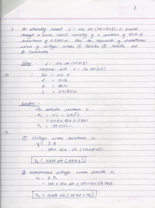 Beee ac circuits problems with solution | PDF