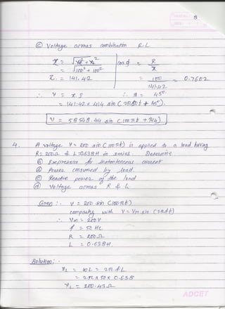 Beee ac circuits problems with solution | PDF