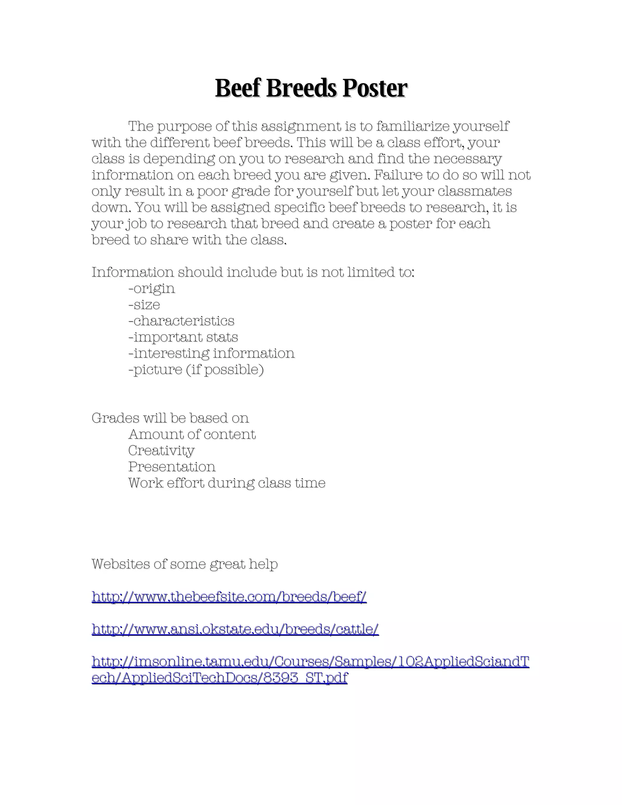 Beef Breeds Poster | DOC