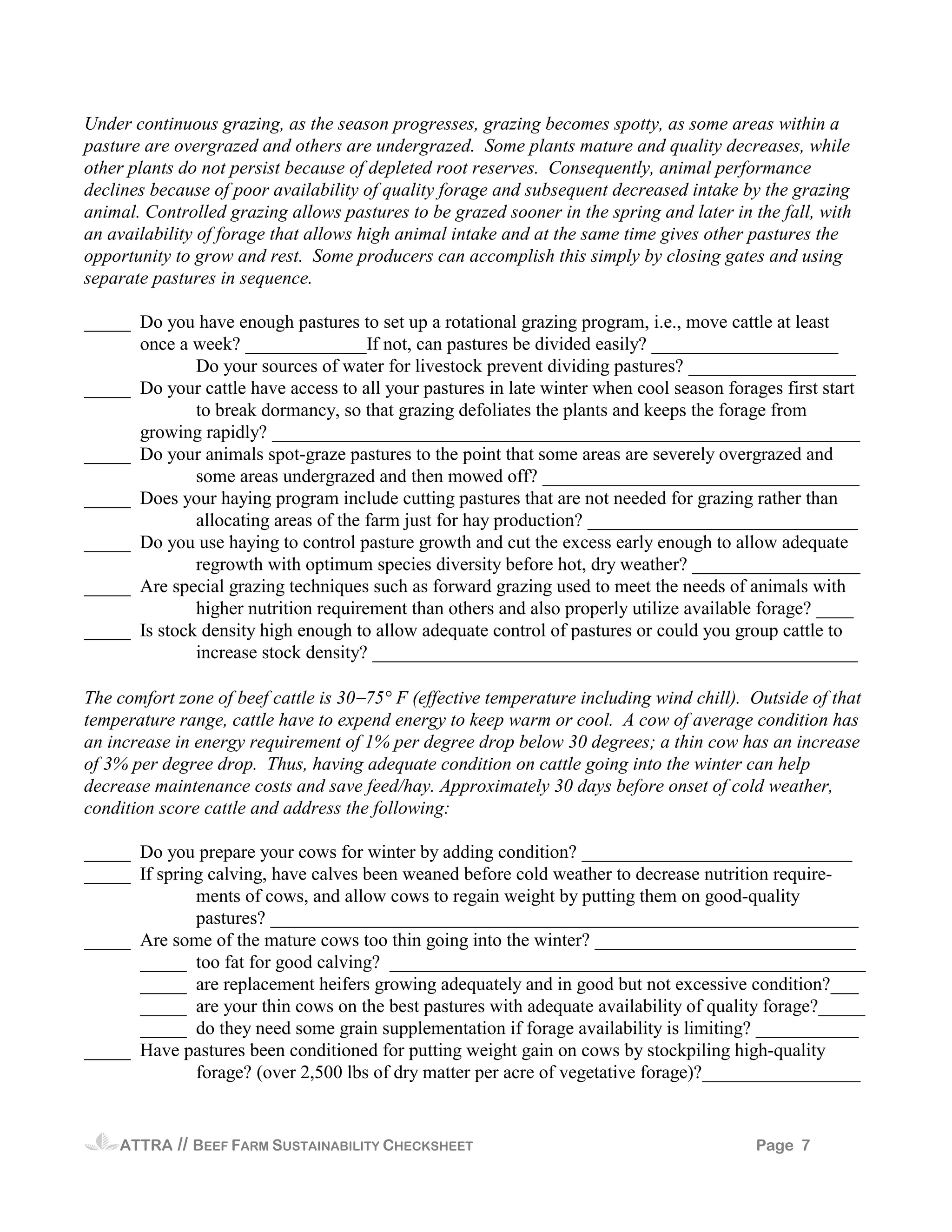 Beef Farm Sustainability Checksheet | PDF