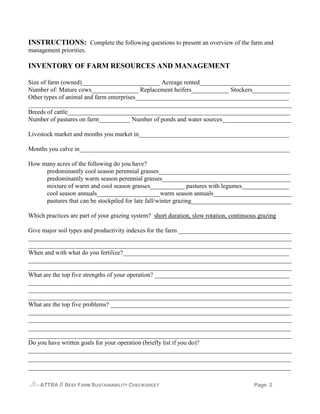 Beef Farm Sustainability Checksheet | PDF