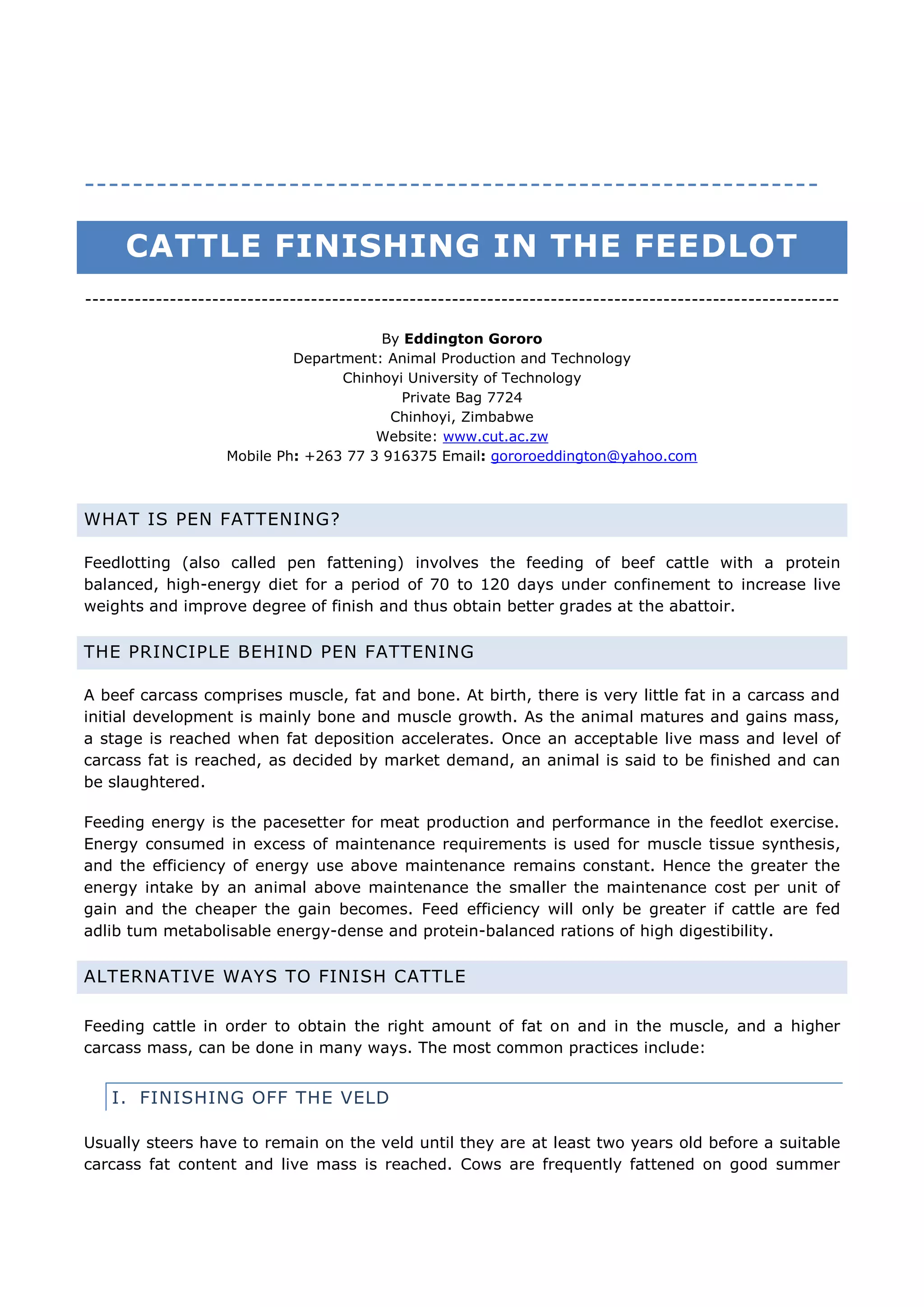 Beef cattle finishing in the feedlot | PDF