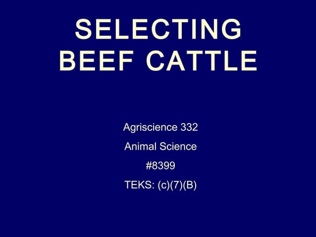 Beef cattleselection | PPT | Veterinary Medicine | Pets