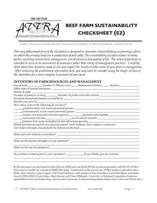 Beef Farm Sustainability Checksheet - short version | PDF