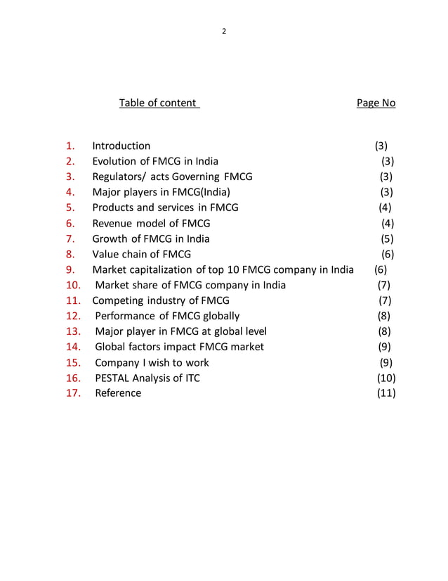 FMCG Industry Analysis | DOCX