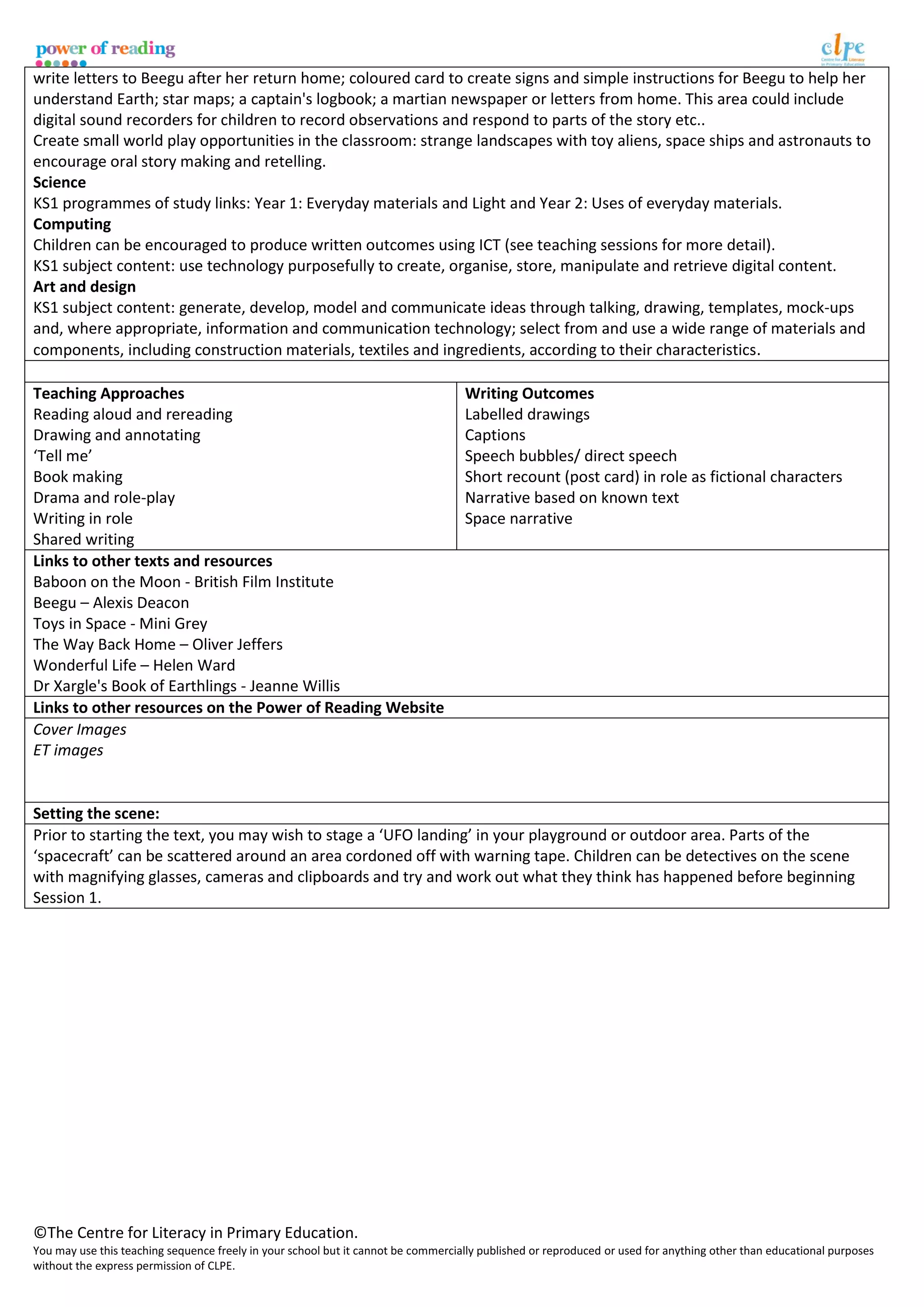 Beegu teaching sequence 2013 | PDF