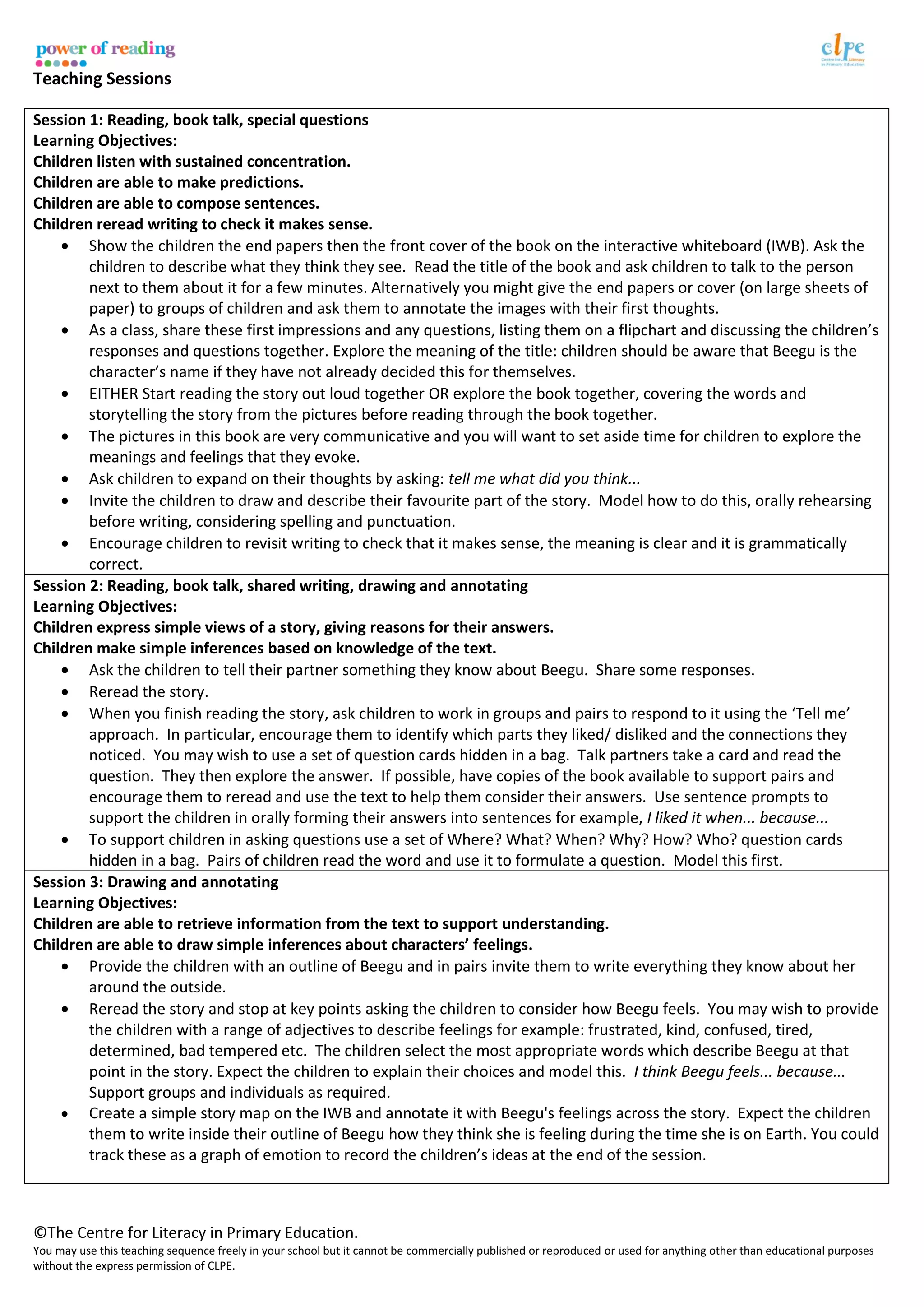 Beegu teaching sequence 2013 | PDF