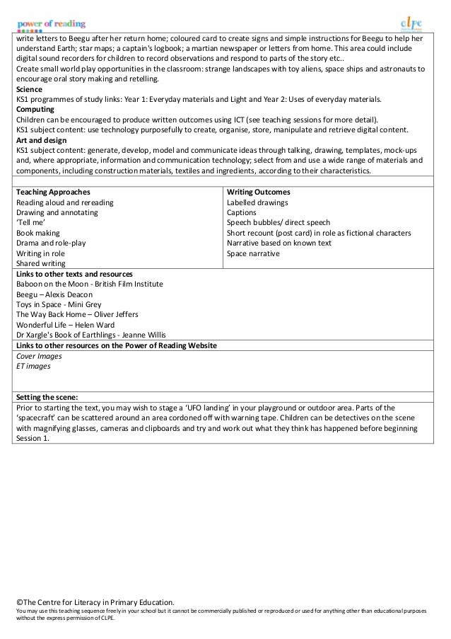 Beegu teaching sequence 2013