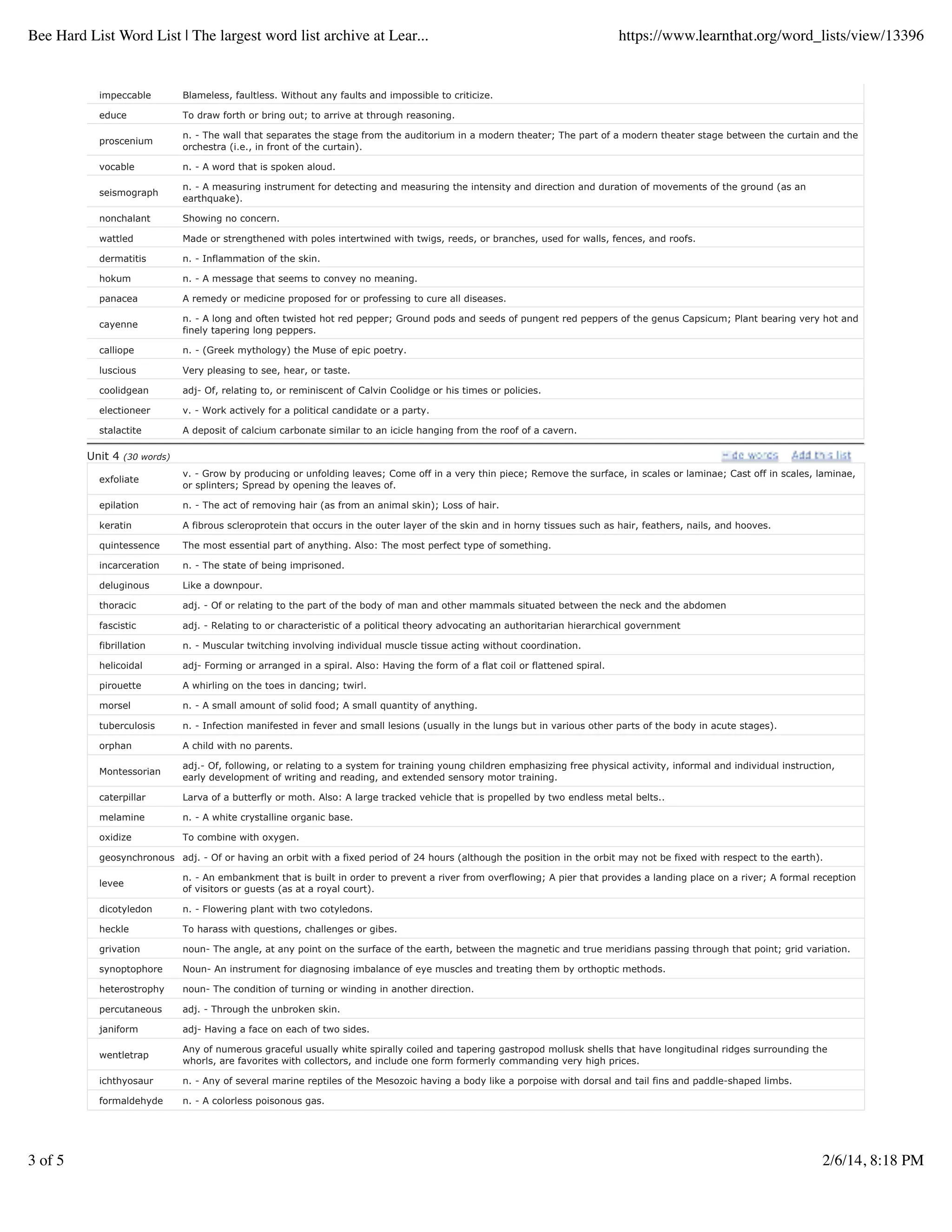 Bee hard list word list | the largest word list archive at learn that.org