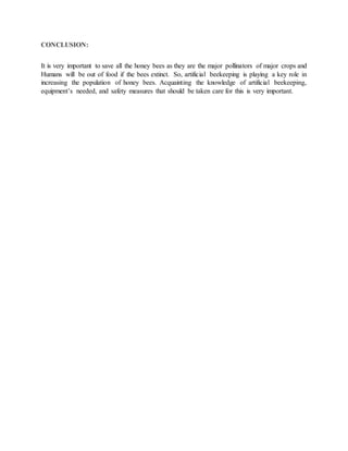 Apiculture- Bee hives, equipments and safeguards. | DOCX