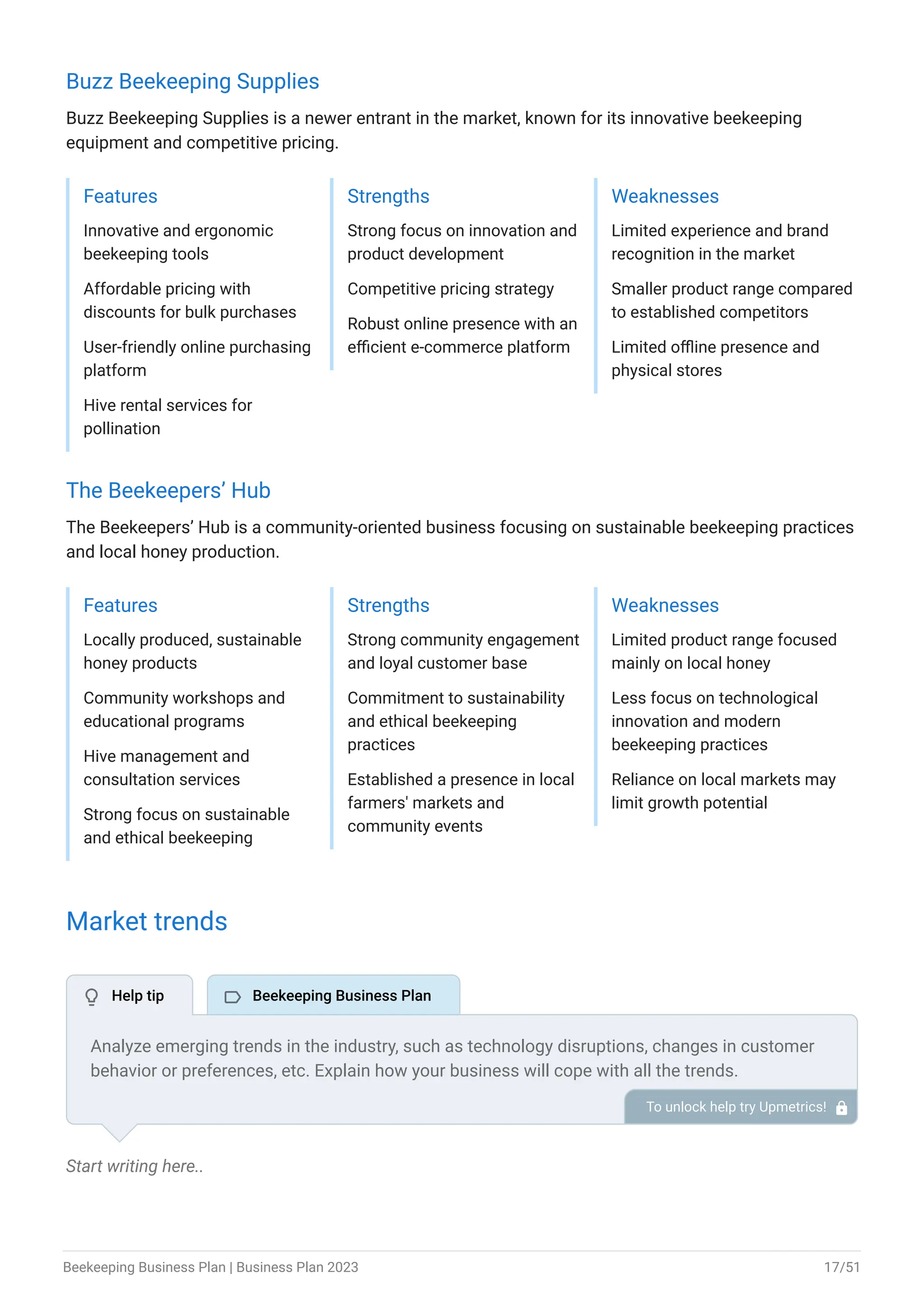 Beekeeping Business Plan Example | Upmetrics | PDF