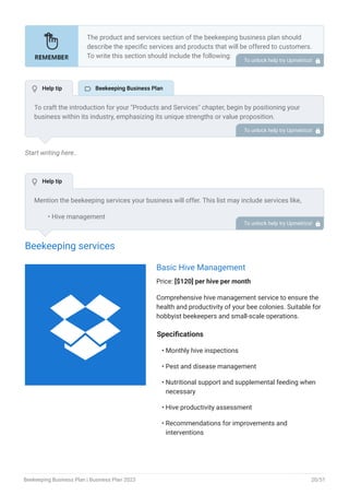 Beekeeping Business Plan Example | Upmetrics | PDF