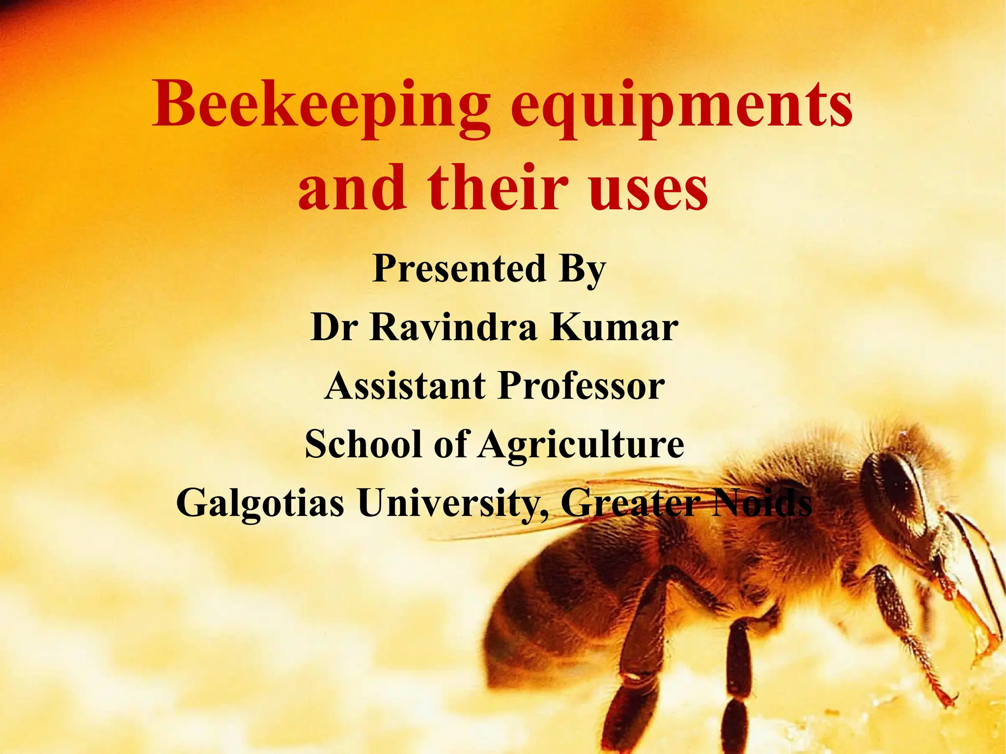 Essential Beekeeping Equipments & Tools" | PPTX