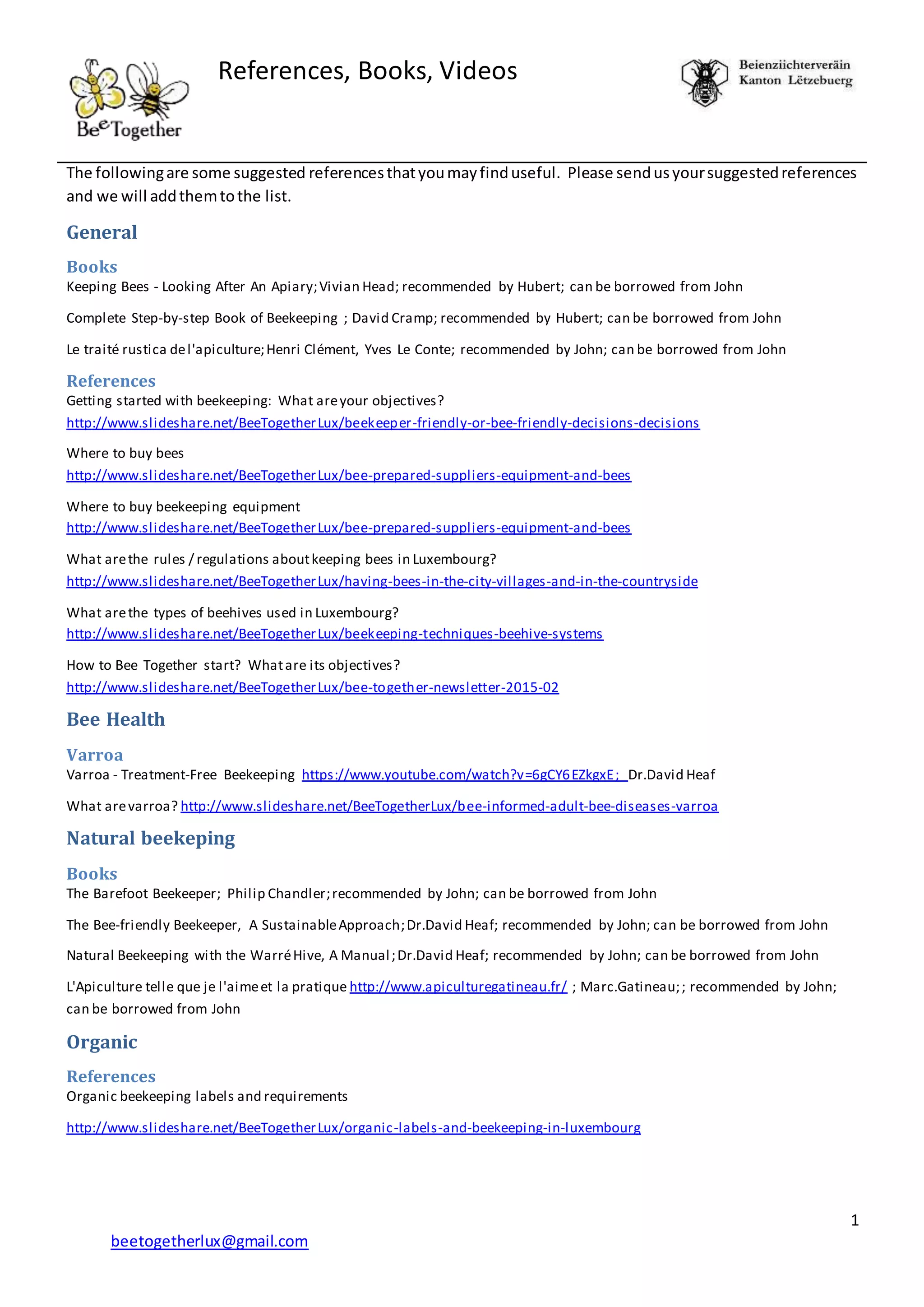 Beekeeping references, books and videos | PDF
