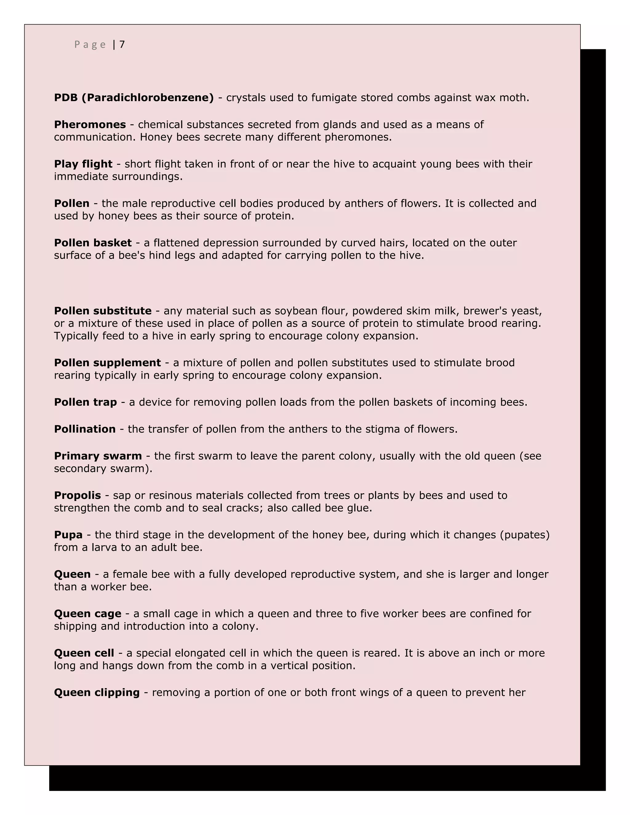 Beekeeping terms | DOC