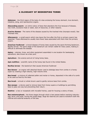 Beekeeping terms | DOC