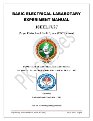Basic electrical lab manual 2018 scheme | PDF