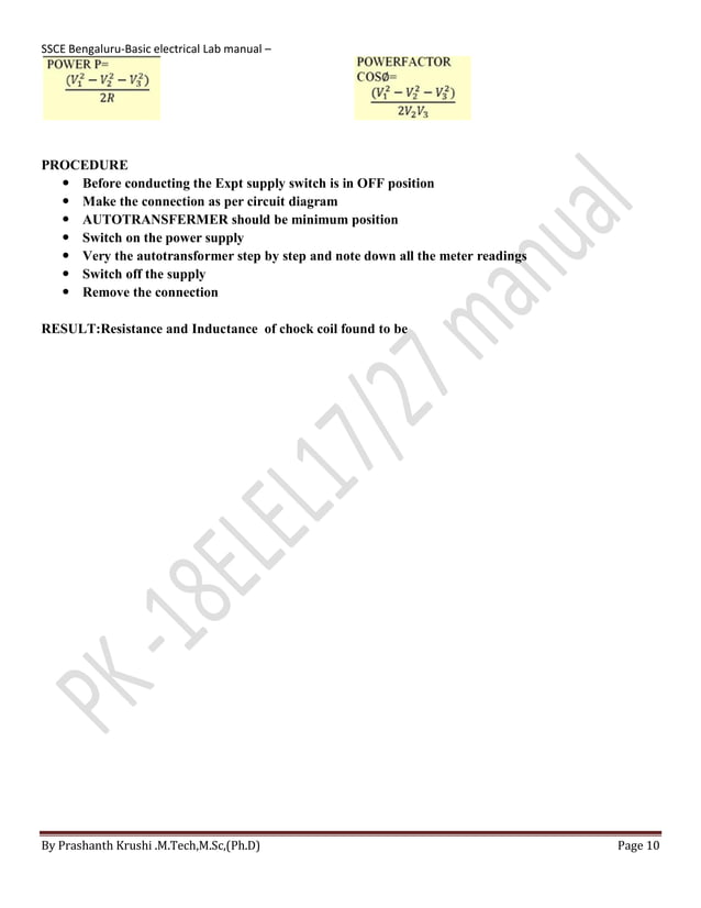 VTU Basic electrical Lab manual | PDF